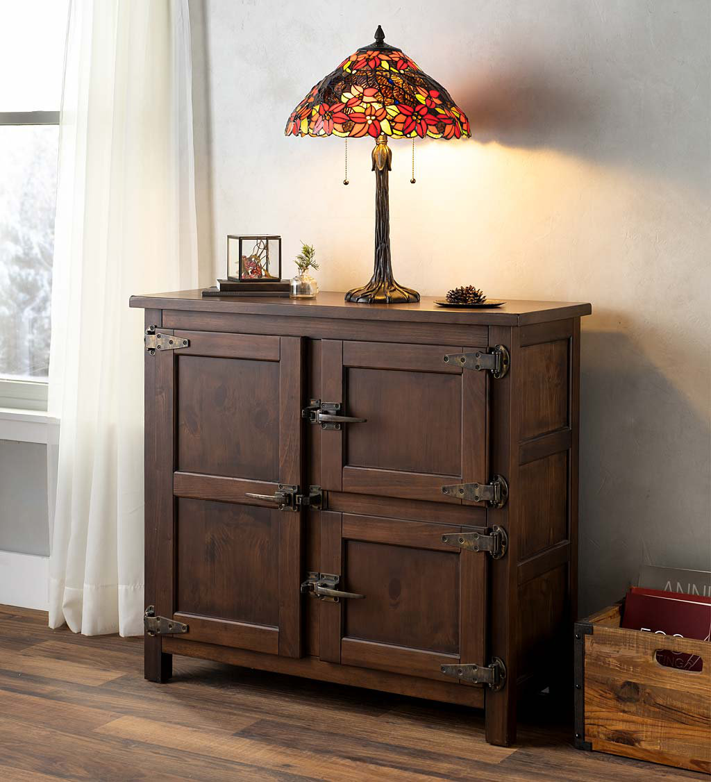 Plow Hearth Portland Vintage Ice Box Wood Console Table with Replica Hardware Walnut Finish Reviews Wayfair